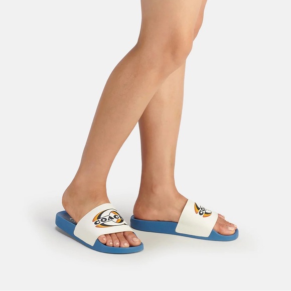 Coach | Shoes | Nwt Coach Ce496 Womens Uli Sport Slide Blue White Shoe ...